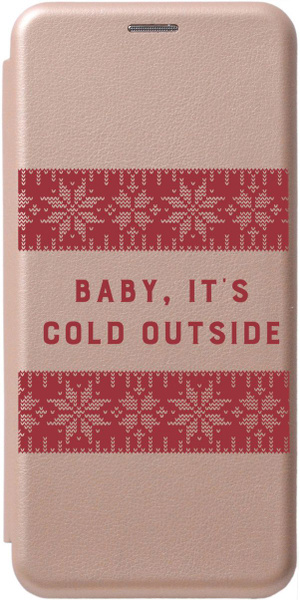 Чехол книжка на Tecno Spark 8p Техно Спарк 8Р с 3d принтом Its Cold золотой купить с