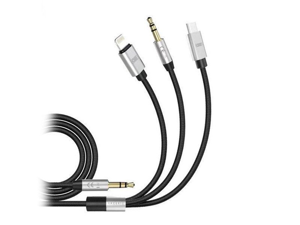 Кабель 3.5 мм, Apple Lightning Earldom Аудио кабель AUX 3в1 ET-AUX09 Lightning/Type C/AUX ...