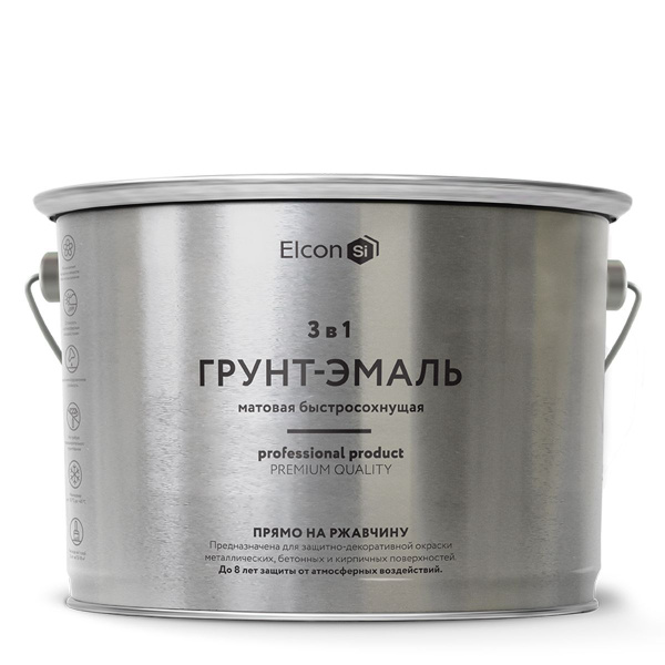 Грунт-эмаль Elcon 3 в 1 Быстросохнущая, Алкидная, Матовое покрытие, серый - купить в интернет ...