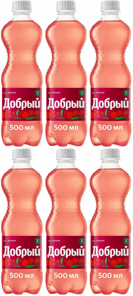 Газированный напиток Добрый вишня 0,5 л, комплект: 6 упаковок по 0.5 л ...