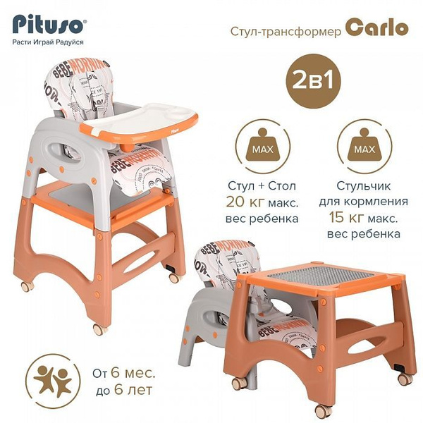 Стул-трансформер для кормления Pituso Carlo New Brown/Коричневый ...