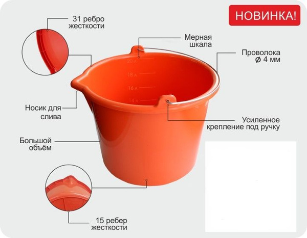 Ведро для красок и смесей 20л, ударопрочное, серия "PROFI" - купить с ...