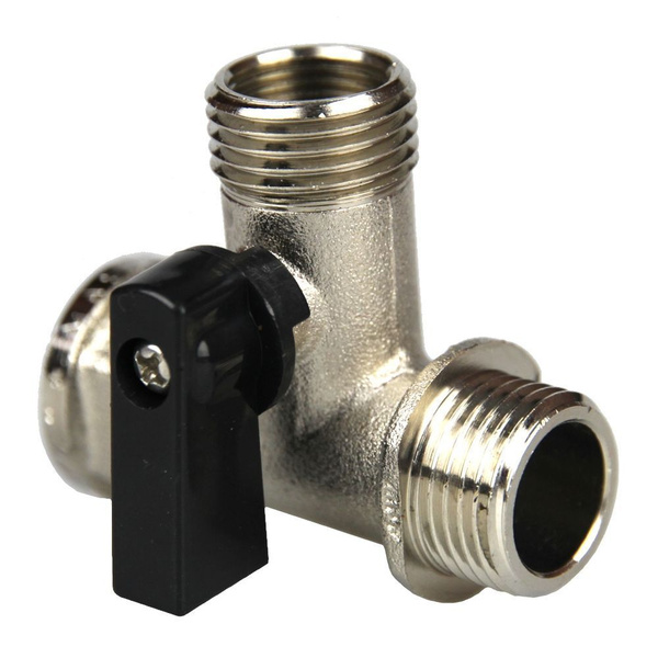 Кран шаровой для бытовых приборов, 1/2" х(3/8") х 1/2", латунь, ручка-флаг, трехходовой ...