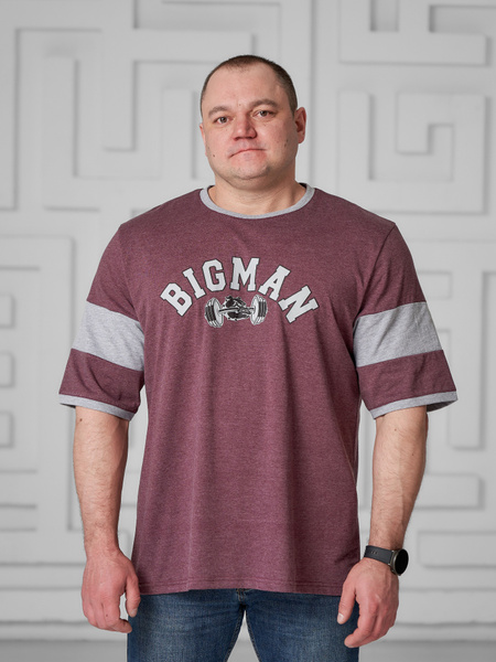 Футболка MR. BIGMAN, размер 64, цвет темно-бордовый, 90% хлопок, 10% ...
