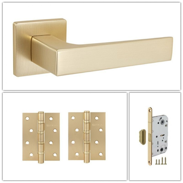 Ручка дверная межкомнатная Fuaro RED_LINE_SL_SSG-39_MAG, сатинированное золото (ручка + 2 ...