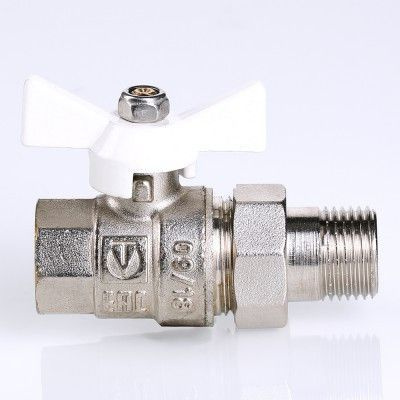 Кран шар. BASE с полусгоном 1/2" вн.-нар. с доп. упл. (белая рукоятка ...