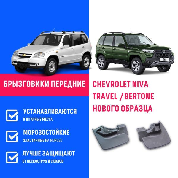 Передние брызговики для а/м Шевроле Нива Тревел, Бертоне, мягкие, 2 шт ...