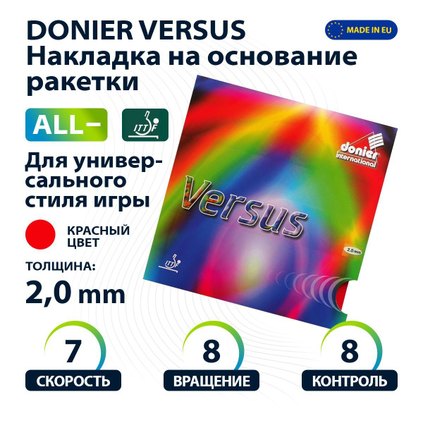 Профессиональная накладка для настольного тенниса на основание теннисной ракетки DONIER VERSUS 2 ...