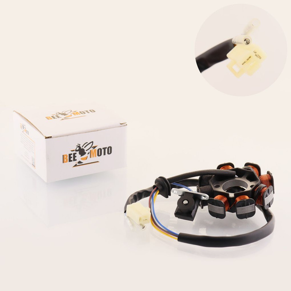 Статор генератора 4T GY6 50 (6+2 катушек, 4 контакта) 139QMB/139QMA ...