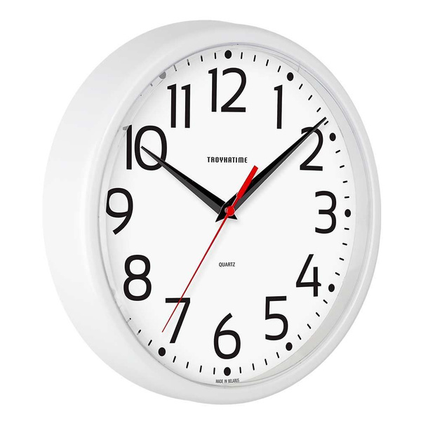 Часы настенные бесшумные крупные цифры Troykatime белые круглые 22 5 см купить по низкой цене