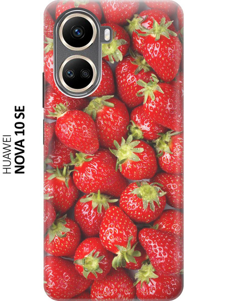 Силиконовый чехол Клубника на Huawei nova 10 SE / Хуавей нова 10 СЕ ...
