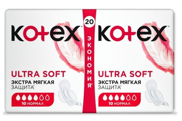 Kotex Прокладки гигиенические Ultra Soft Normal Duo, 20 шт - купить с доставкой по выгодным ...