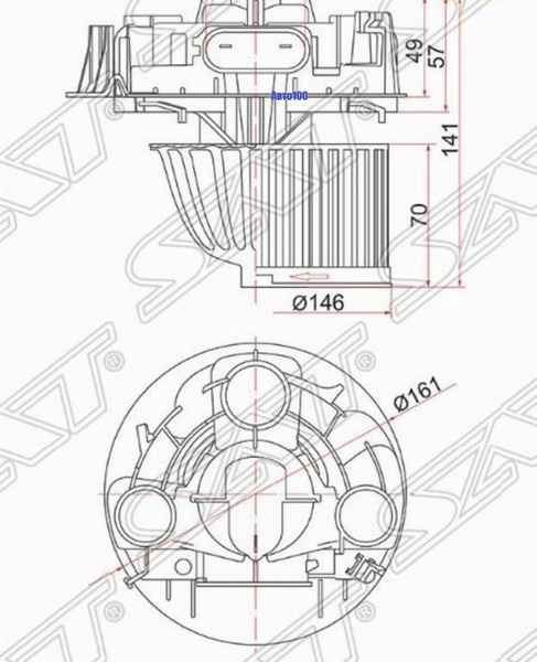 Мотор отопителя салона RENAULT LOGAN 05-/DUSTER 10-/SANDERO 08-/LADA LARGUS 12-W/O A/C - SAT арт ...