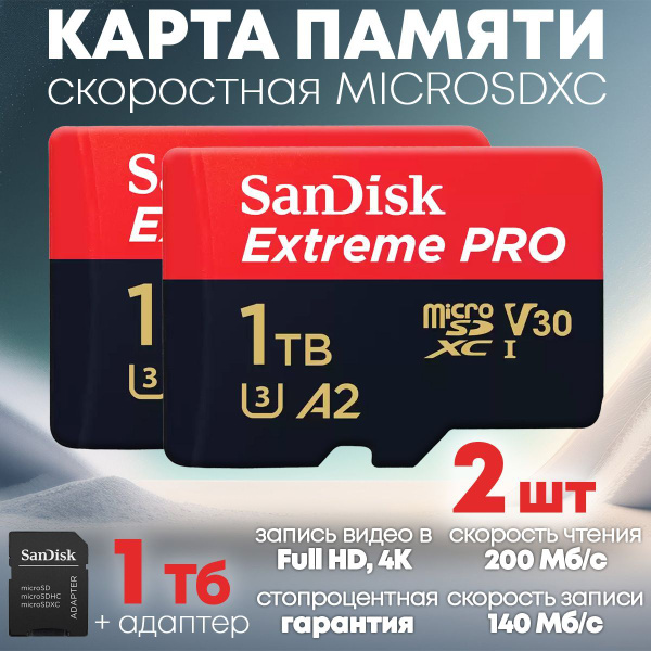 Карта памяти SanDisk MicroSDXC 1TB Extreme Pro - SD карта для телефона ...