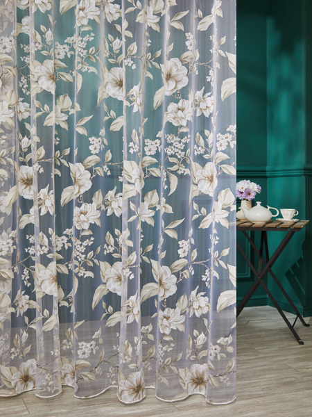 PARADISE Тюль высота 270 см, ширина 300 см, крепление - Лента, бежевый ...