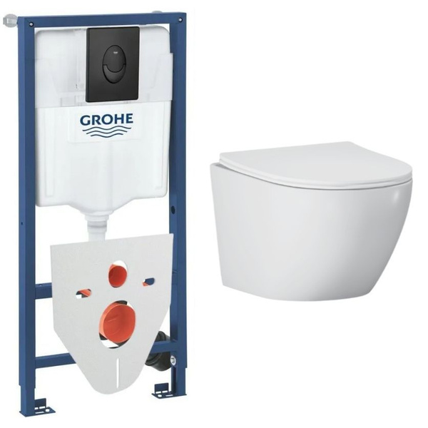 Инсталляция с унитазом комплект: унитаз подвесной Helmken 35103001, безободковый, сиденье с ...