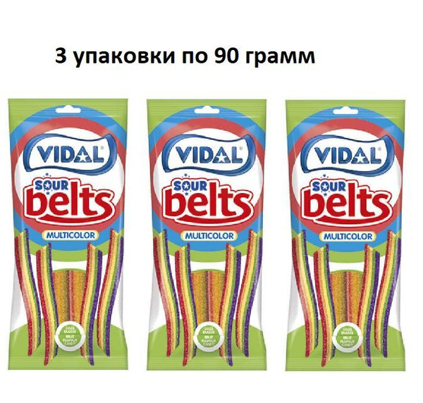 VIDAL мармелад кислые ремешки РАДУГА 90 гр - 3 шт ИСПАНИЯ - купить с ...