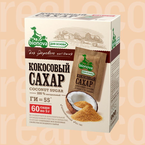 Натуральный сахарозаменитель Bionova, органический кокосовый сахар ...