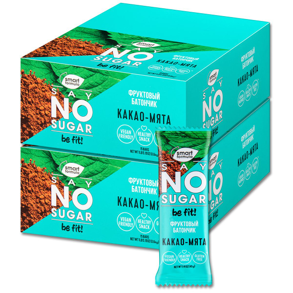 Батончик без сахара Smart Formula SAY No Sugar "Какао-Мята" 40 г, 30 шт ...