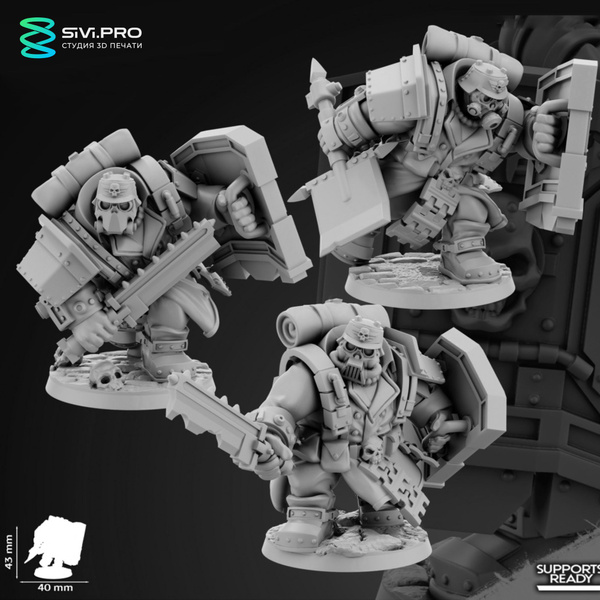 Набор миниатюр для настольных игр DnD - Огры с щитами - Iron Ogres (WH ...