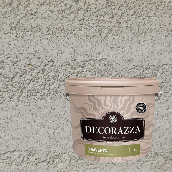 Декоративная штукатурка с эффектом натурального камня травертина Decorazza Traverta (15кг) TR 10 ...