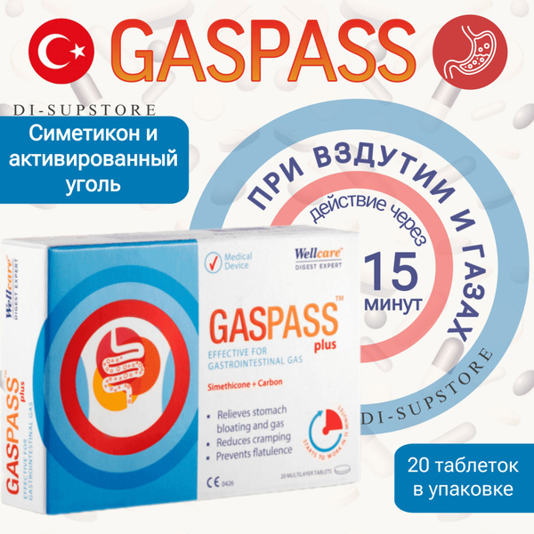 GASPASS Plus, ГасПасс Плюс, 20 таблеток, Турция - купить с доставкой по ...