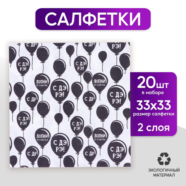 Салфетки Страна Карнавалия "С днем рождения", двухслойные, 33х33 см ...