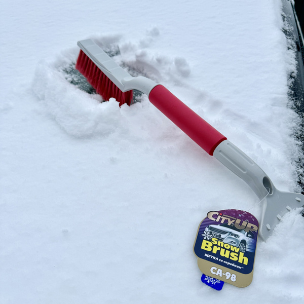 Щетка автомобильная зимняя для снега со скребком CityUp CU-98, 48 см, щетка сметка от снега для ...