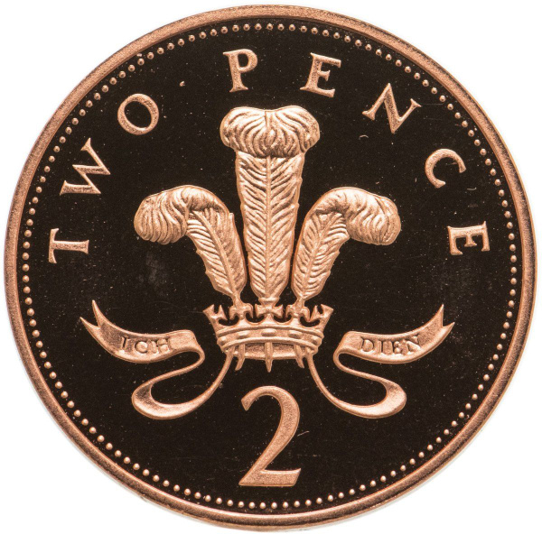 Великобритания 2 пенса pence 1990, Сталь, в сохранности Proof - купить ...