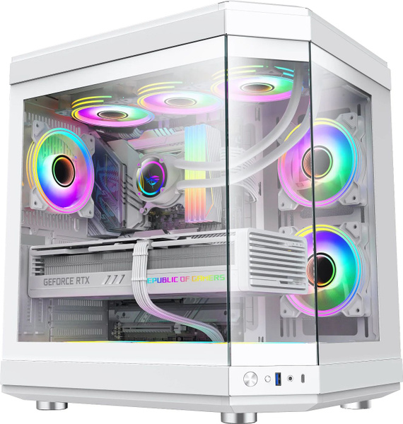 Корпус компьютерный игровой Gamemax Hype белый Midi Tower Micro Atx