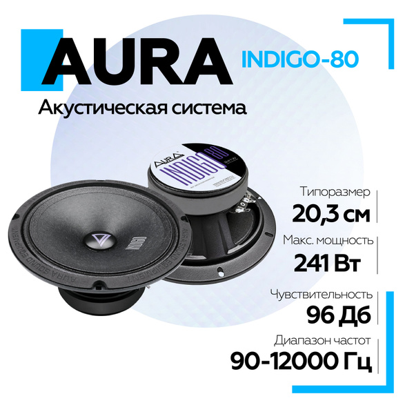 Акустическая система Aura INDIGO-80 8" (20 см) / 121Вт, Среднечастотник ...
