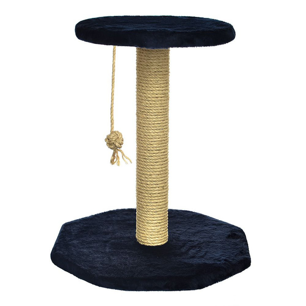 Yami Yami, когтеточка с полкой, синяя с помпоном для кошек, сизаль, 40 x 40 x 50 см купить на ...