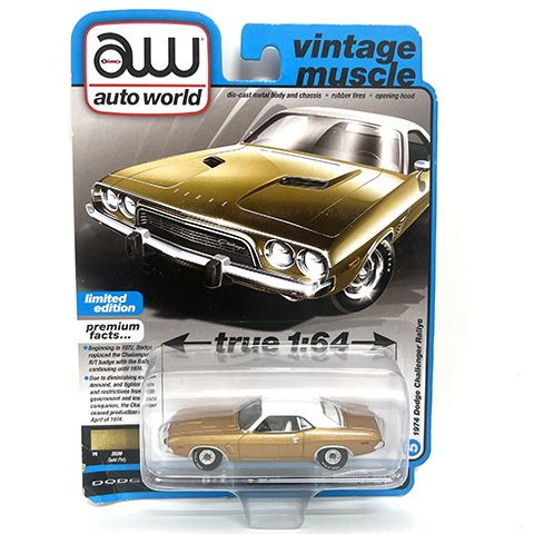 Машинка Auto World 1/64 AW 1974 Dodge Challenger Vintage Muscle Gold #1 ...