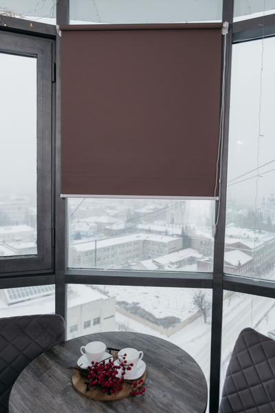 Рулонные шторы RolisBlinds ткань Омега коричневый , размер 160х110 см ...