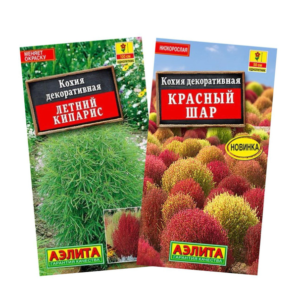 Кохия Аэлита Набор Мир семян_2_Кохия Красный шар, Кохия Летний кипарис ...