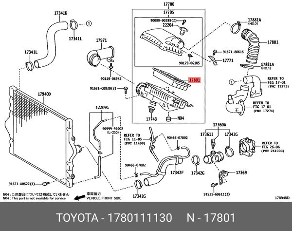 Фильтр воздушный Toyota 17801-11130 - купить по выгодным ценам в ...
