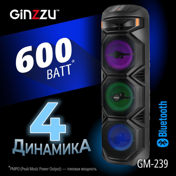 Беспроводная акустика Ginzzu GM-239, черно-серый - купить по низким ...