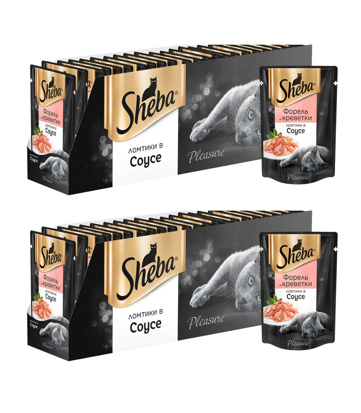 Корм для кошек SHEBA Pleasure ломтики в соусе форель и креветки ...