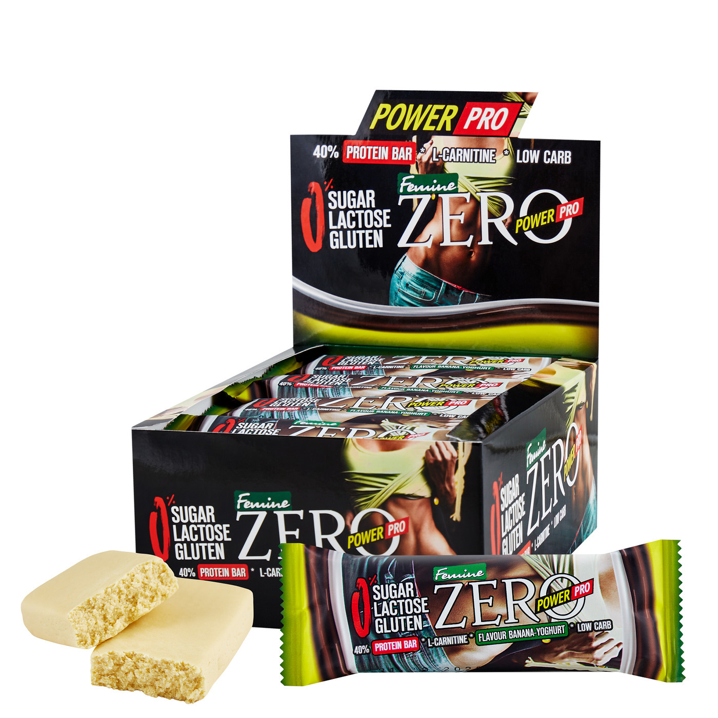 POWER PRO Zero Протеиновый батончик без сахара со вкусом банан-йогурт ...