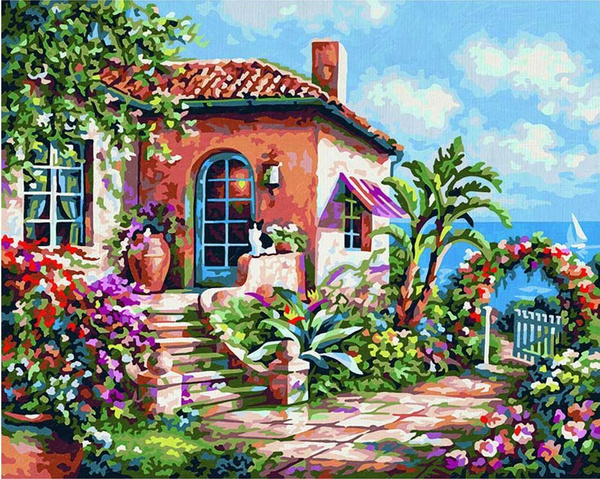 Картина по номерам "Коттедж у моря", 24x30 см., Schipper (Шиппер ...