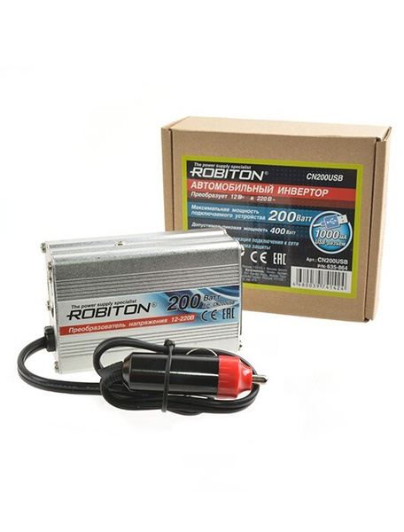 Инвертор 12V-220V ROBITON CN200USB 200W - купить по низким ценам в интернет-магазине OZON ...