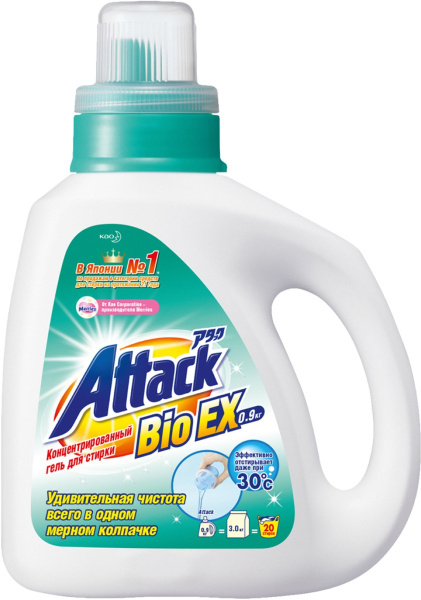 Гель для стирки Attack BioEX, концентрированный, 900 г - купить с доставкой по выгодным ценам в ...
