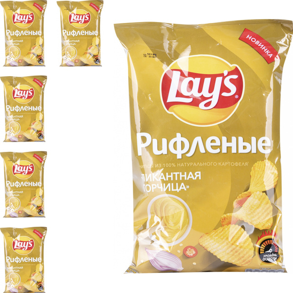 Чипсы Lay's Рифленые Пикантная горчица 150 г (комплект из 5 шт ...