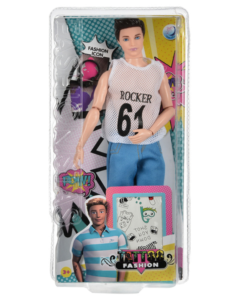 Кукла Junfa Модные татуировки, DH2156, белый, синий, 33 см - купить с доставкой по выгодным ...