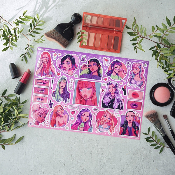 Набор наклеек А4 PACK MAKE UP, виниловые стикеры, No Kids Stickers ...