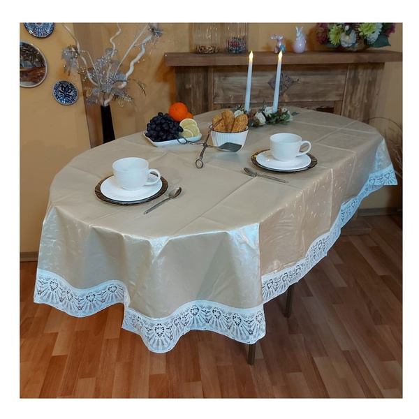 Скатерть овальная Meiwa FPLUS SARASA 152x228 cm BEIGE - купить в ...