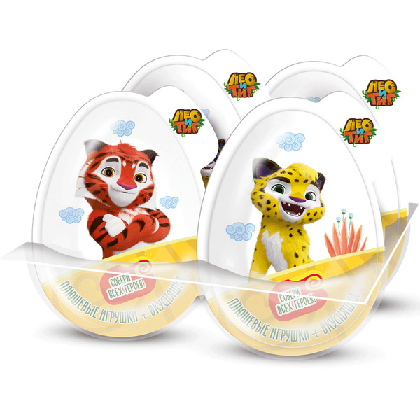 Happy Пух сахарное драже с мягкими игрушками Лео и Тиг в яйце - купить ...