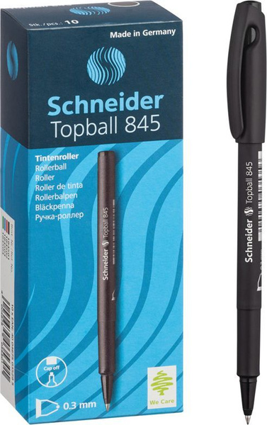 Ручка-роллер Schneider TopBall 845, чёрная, 0,5 мм, 10 штук купить на ...