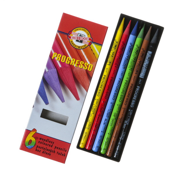 Карандаши художественные 6 цветов Koh I Noor Progresso 8755 цветные
