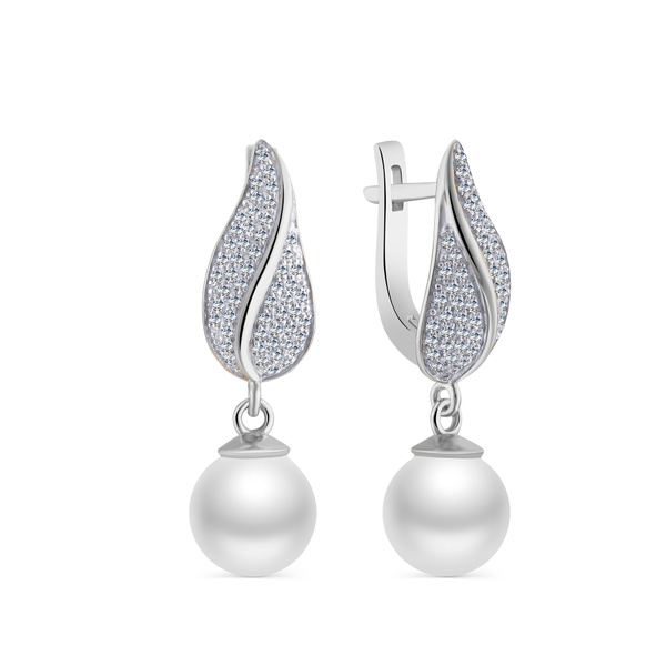 STREKOZA Серьги серебряные женские с жемчугом на английском замке/ серебро 925 - купить с ...